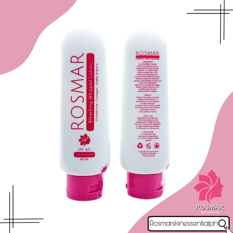 Rosmar Bleaching Whipped Lotion 100ML SPF60 10x Whitening | Shopee ...