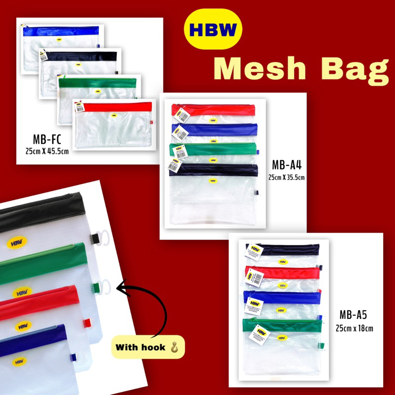 HBW Mesh zipper bag A5, A4, FC four colors sold per piece | Shopee ...