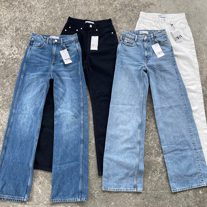 ZARA HIGHWAIST STRAIGHT LEG DENIM JEANS | Shopee Philippines