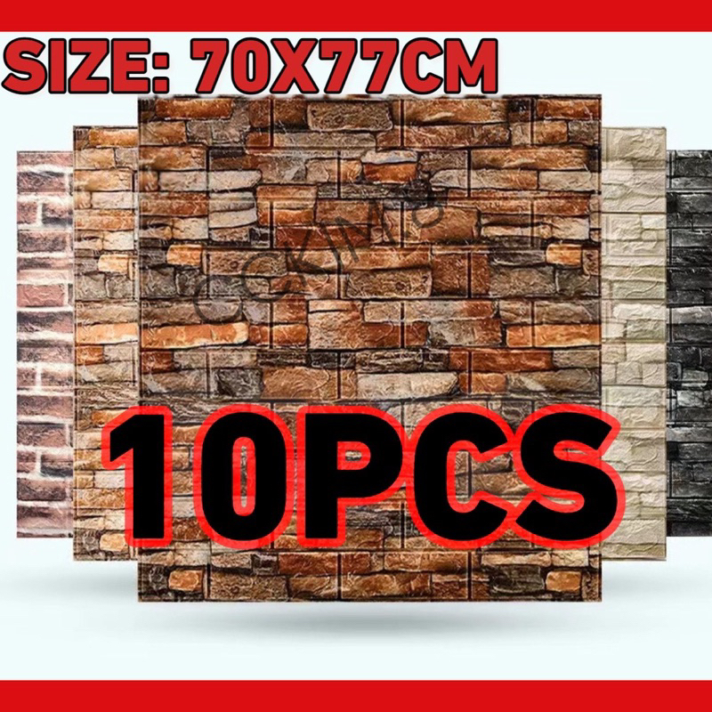 10Pcs Per Bundle 3D WallPaper BIG SIZE DIY 70cmx77cm Self -Adhesive ...