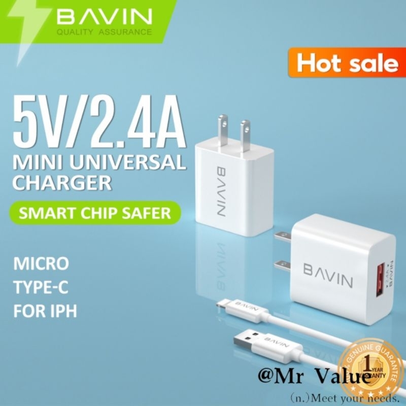 Original BAVIN 1.3A/2.4A Fast Charger Adapter With Cable For Android ...