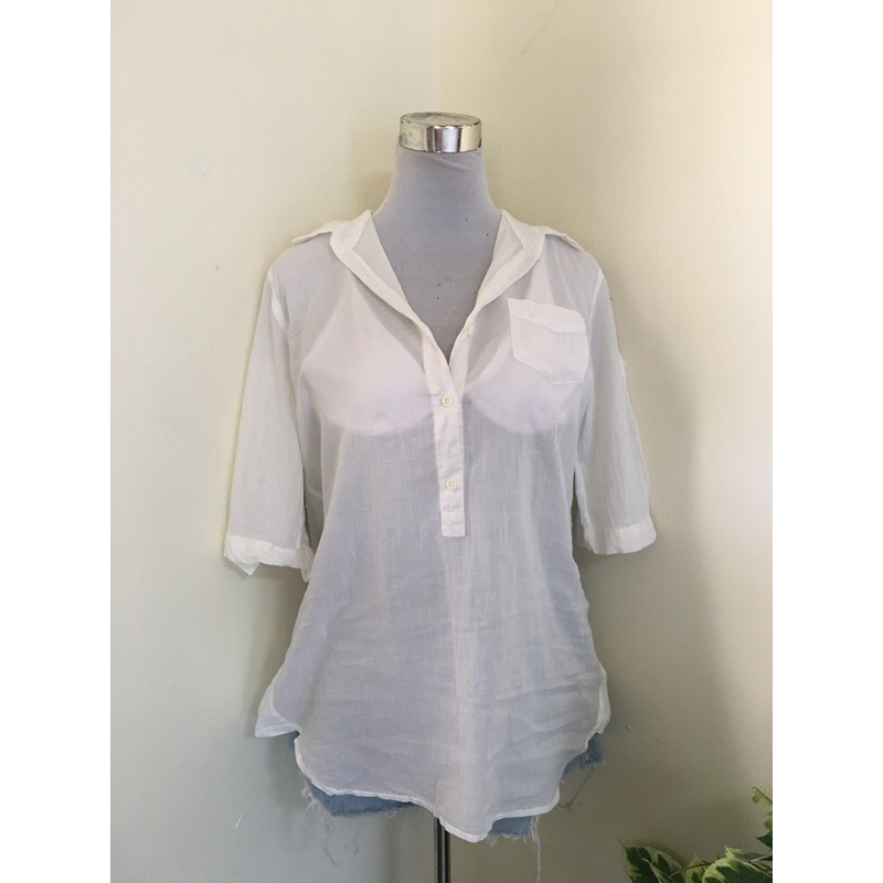 Premium Thrift See through White Blouse | Shopee Philippines
