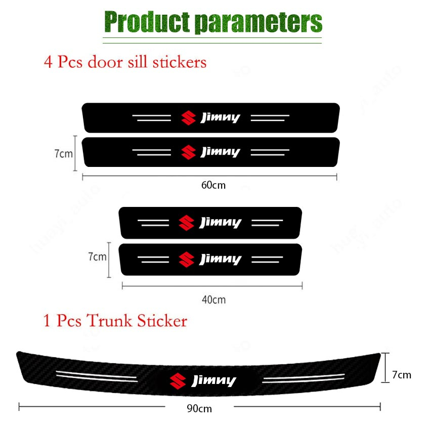 GEEBON Suzuki Jimny Threshold Sticker Car Carbon Fiber Rear Trunk Door ...