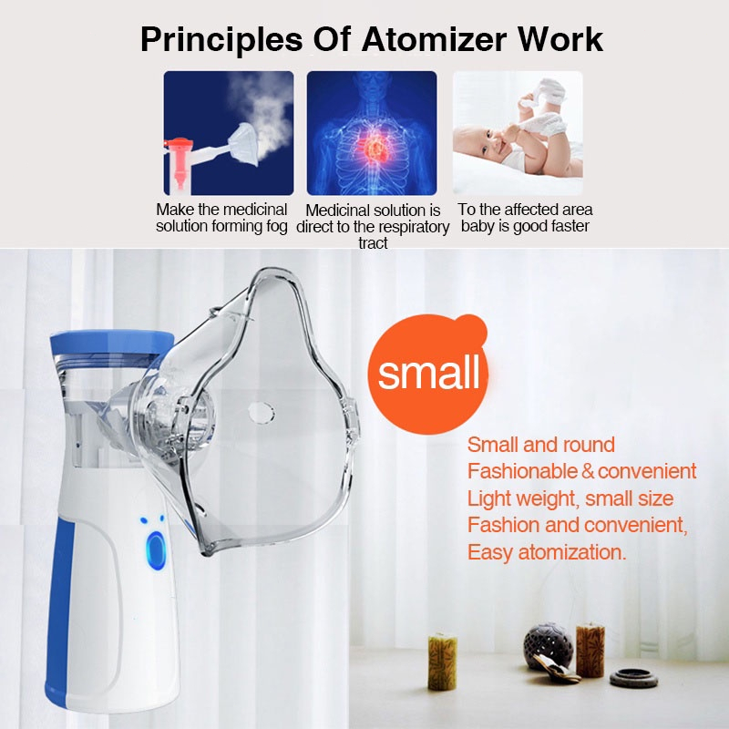 MELEDE Rechargeable Portable Nebulizer Handheld Ultrasonic Spray Asthma ...