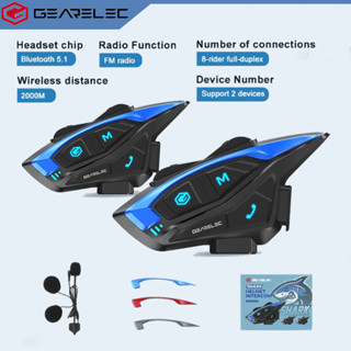GEARELEC GX8 Motorcycle Intercom Helmet Headset Up to 8 Riders Group ...