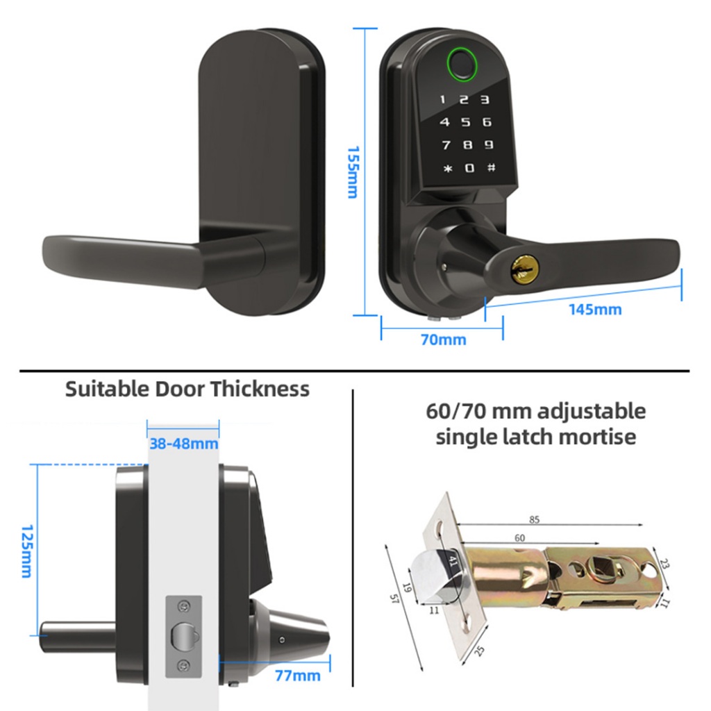 Handymate Smart Door Lock Tuya App Control Fingerprint Unlock Card ...