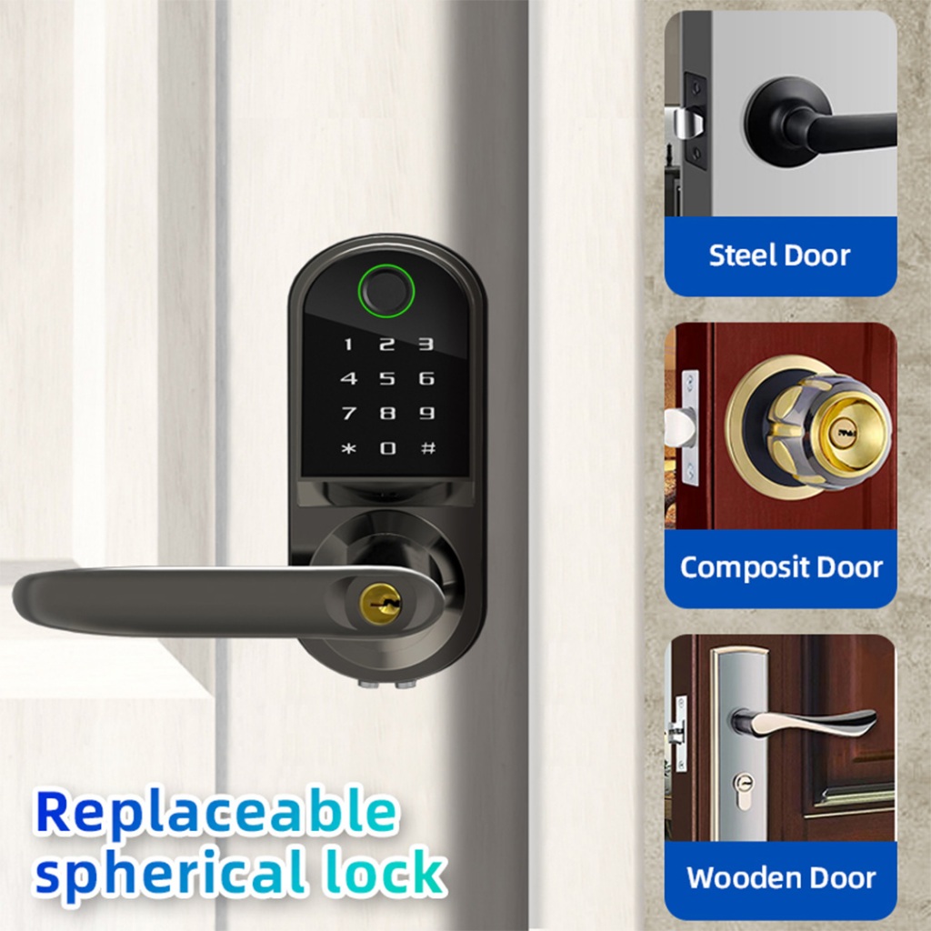 Handymate Smart Door Lock Tuya App Control Fingerprint Unlock Card ...