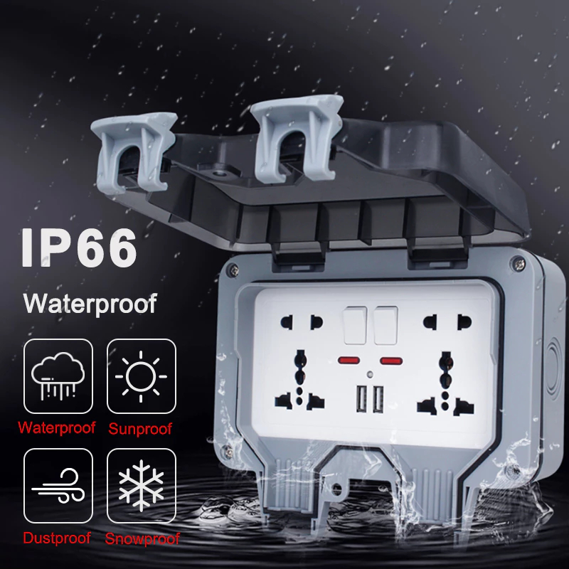 IP66 Outdoor Waterproof Splash-proof Socket /Universal Switched Outlet ...