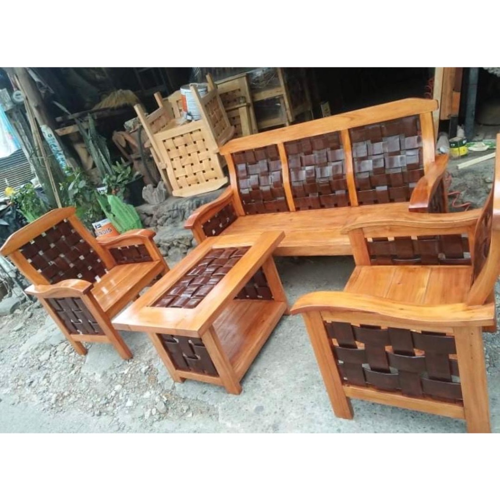Philippine Mahogany Wood Furniture Mahogany Flower Wooden Sofa Set
