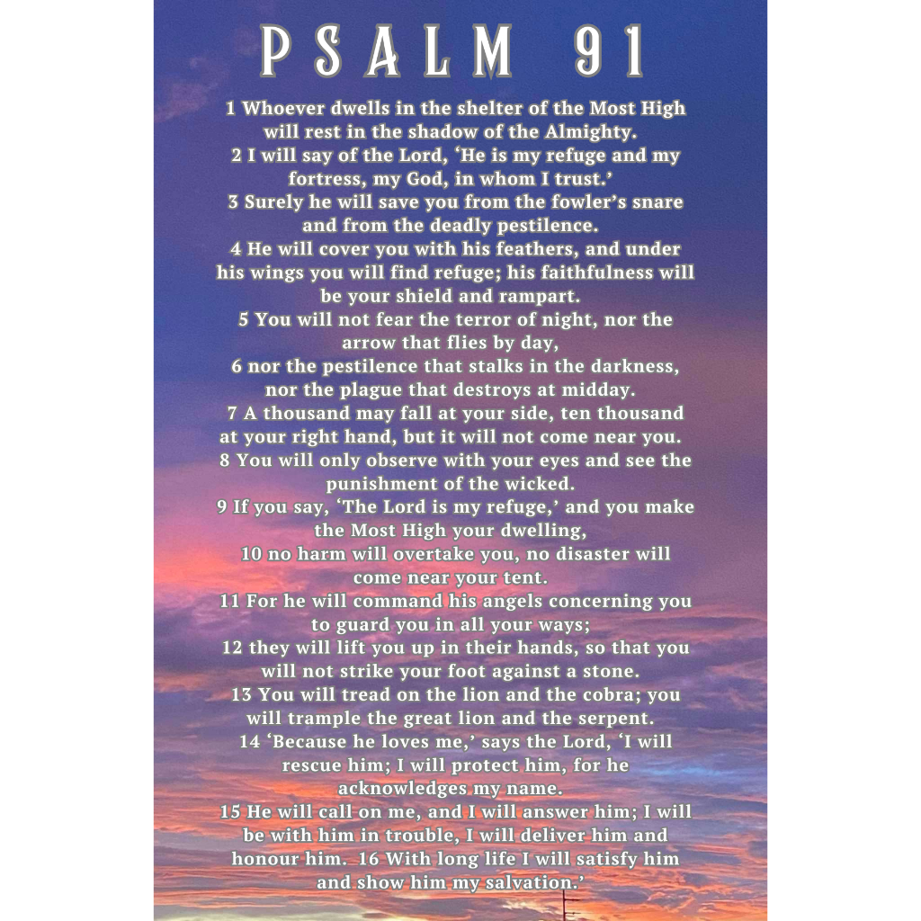 PSALM 91 Powerful Prayer for protection in the BIBLE wall display (A4 ...