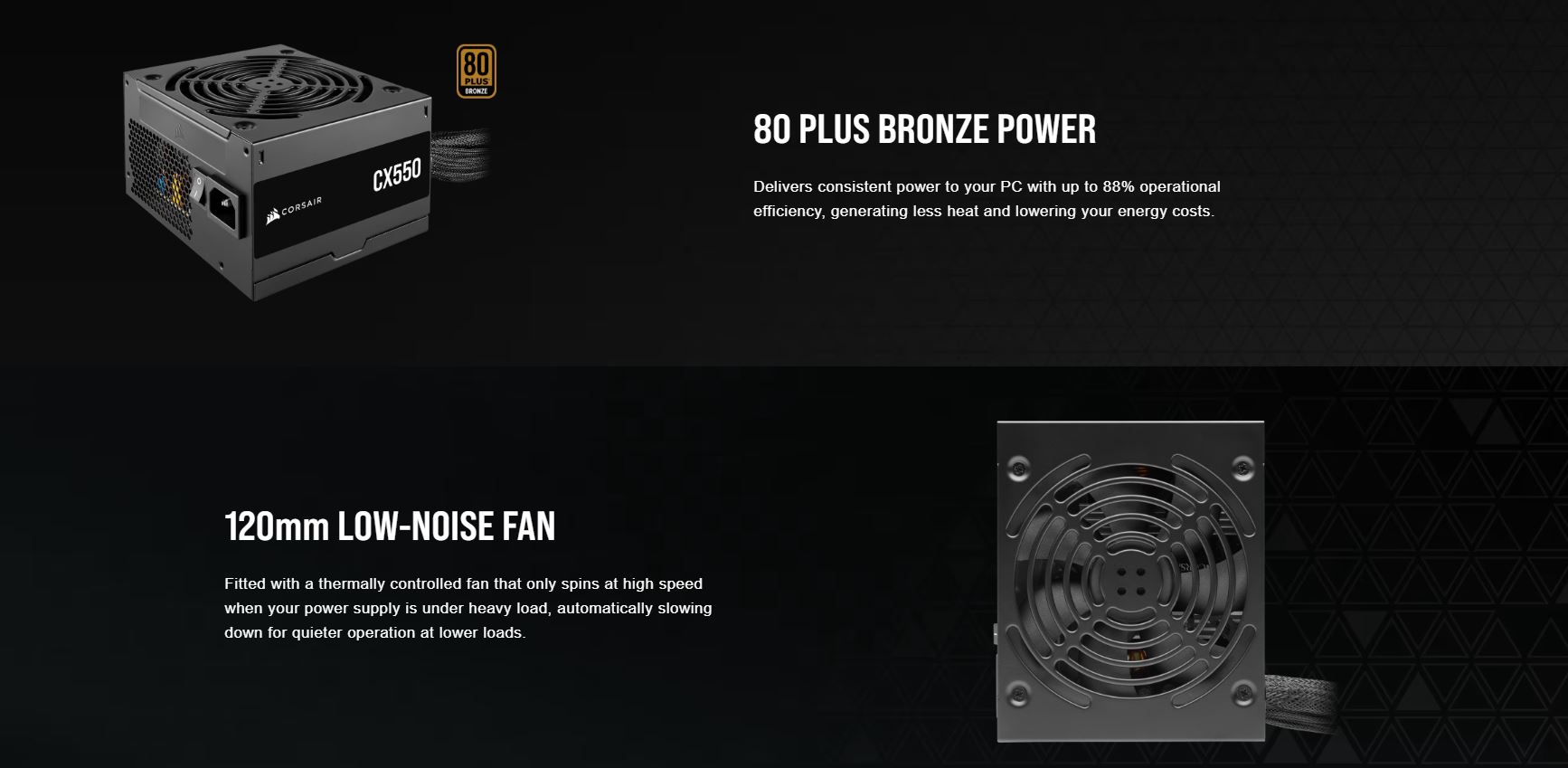 Corsair CX550 550Watts 80+ Bronze Certified PSU Power Supply — PCWORX