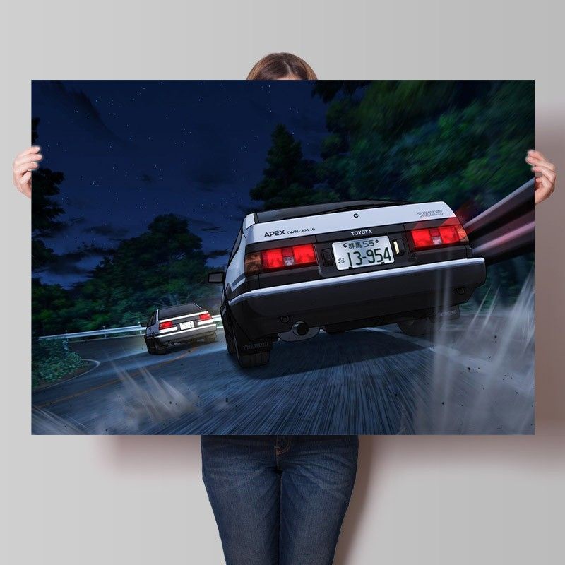 Initial D Anime Poster Fujiwara Takumi Autumn Famous Coaster God Two ...