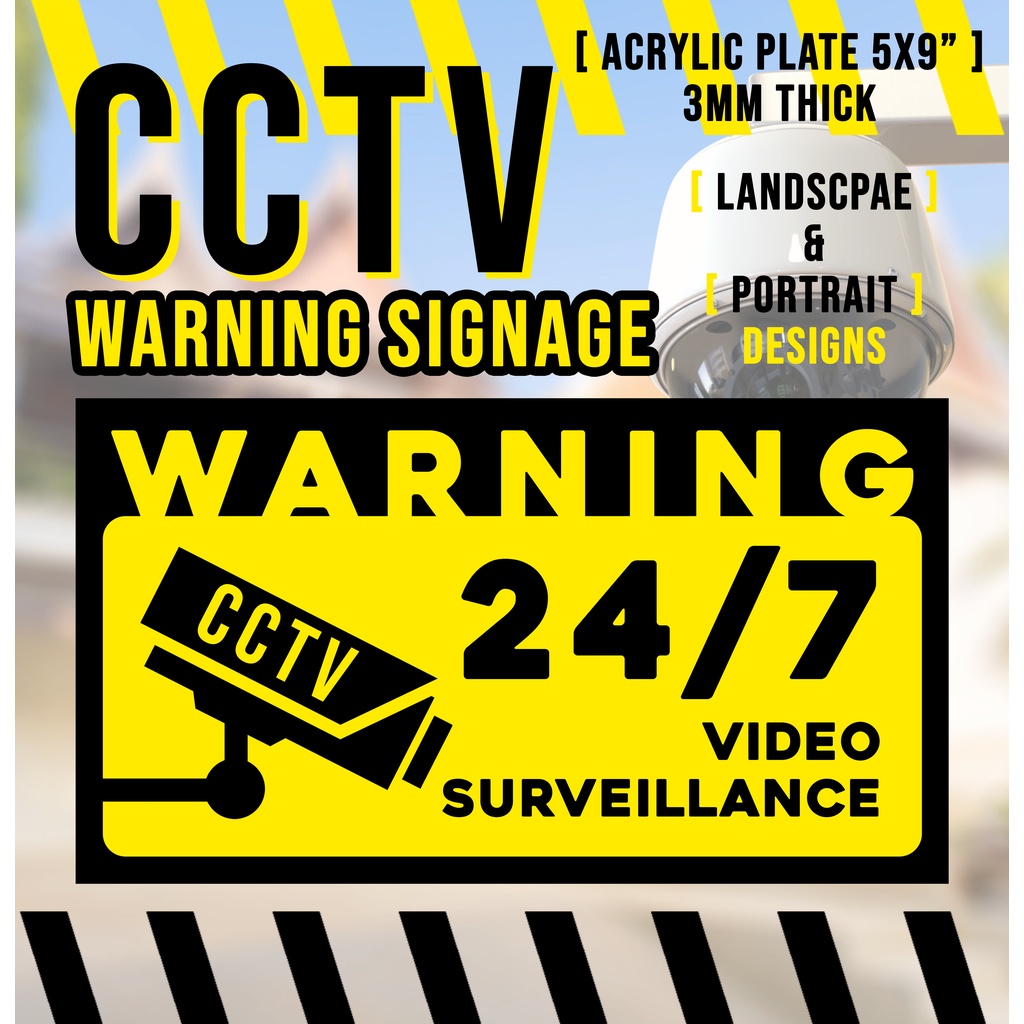 CCTV SIGNAGE Acrylic 5x9 inches 3mm thick, Outside Camera Signage ...