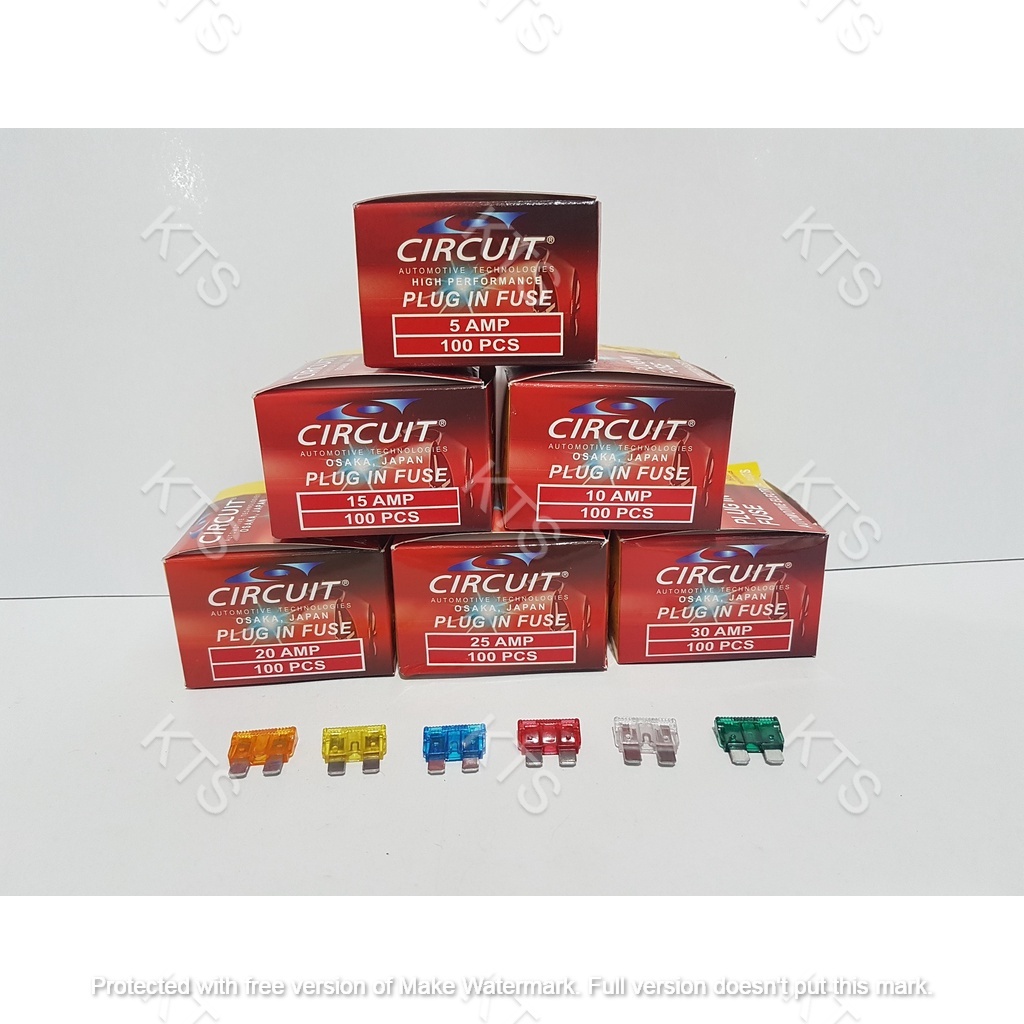 UNIVERSAL PLUG-IN FUSE 10 / 15 / 20 / 25 / 30 AMPERES (100 PCS PER BOX ...