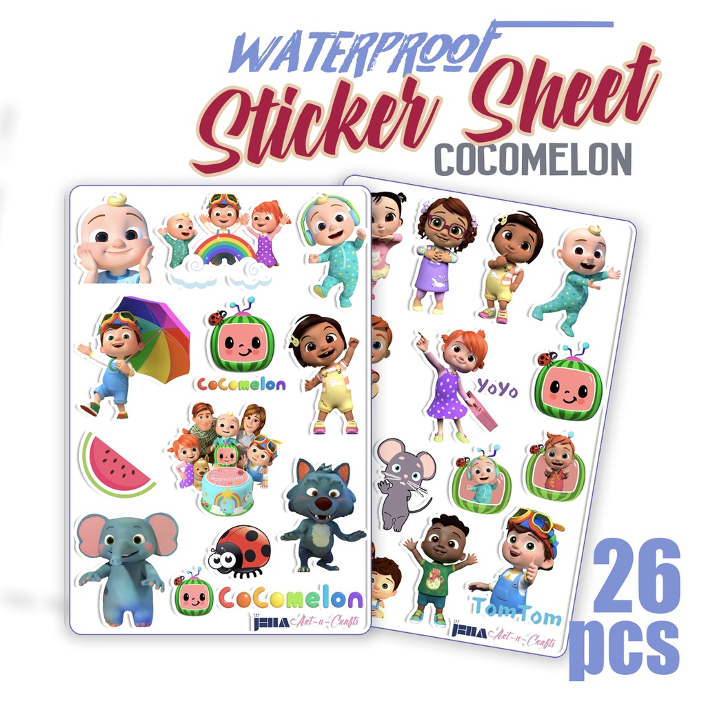 26pcs Cocomelon waterproof Vinyl Stickers kiss cut sticker sheet Die ...
