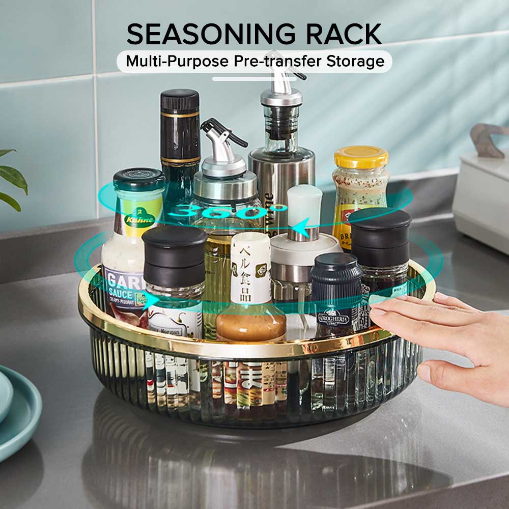 LOCAUPIN 360° Rotating Kitchen Shelf Organizer Condiment Spice Spinner ...