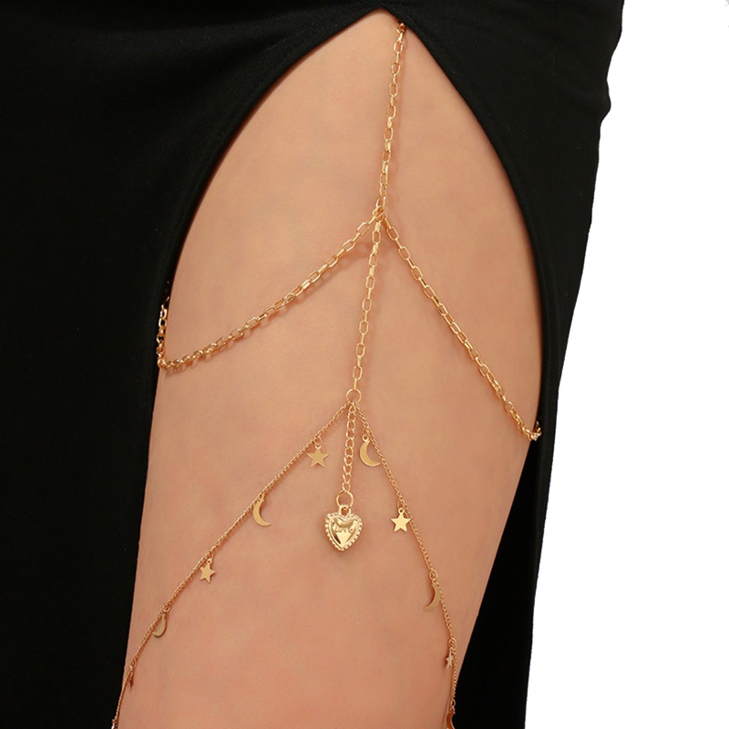OPP Cute Star Moon Tassel Thigh Chain Leg Chain Beach Club Rave Party ...