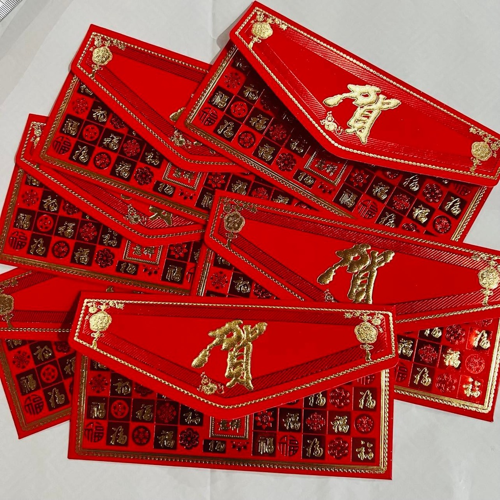Angpao RED Pocket Lucky Money Envelope Long/Big THICK Embossed Foil ...