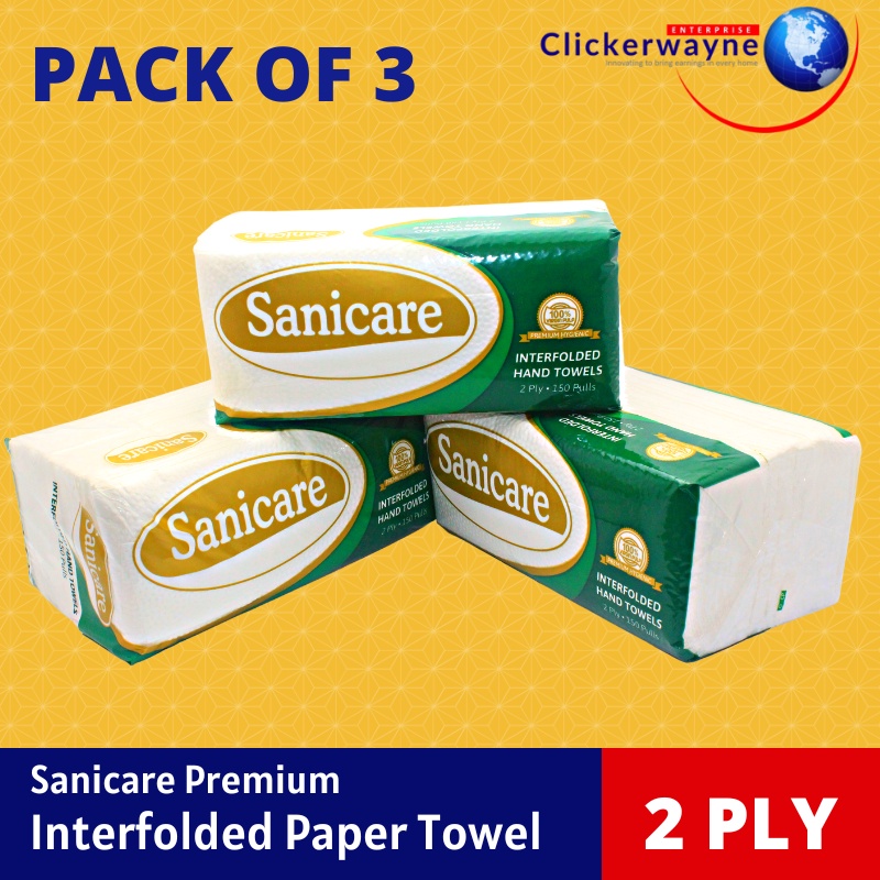 2 Ply Sanicare Premium Interfolded Paper Towels - 150 Pulls | Shopee ...