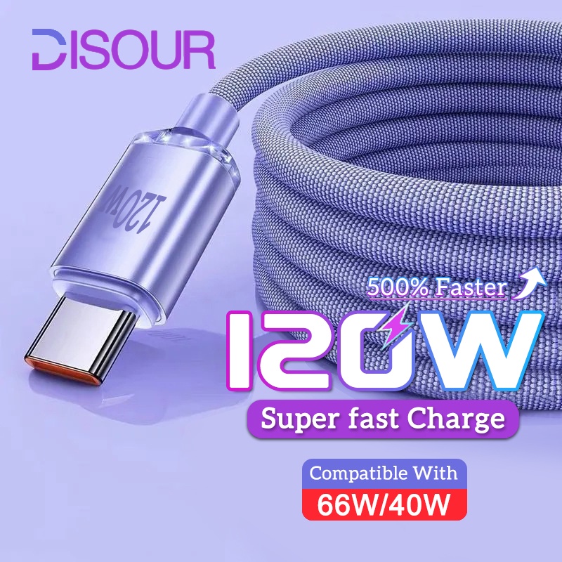 120W Super Fast Charging Cable 6A USB Cable Type C Data Wire USB C ...