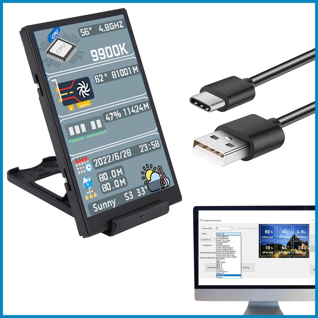 Computer Monitor External Screen PC Temp Monitor Sensor Panel Display ...