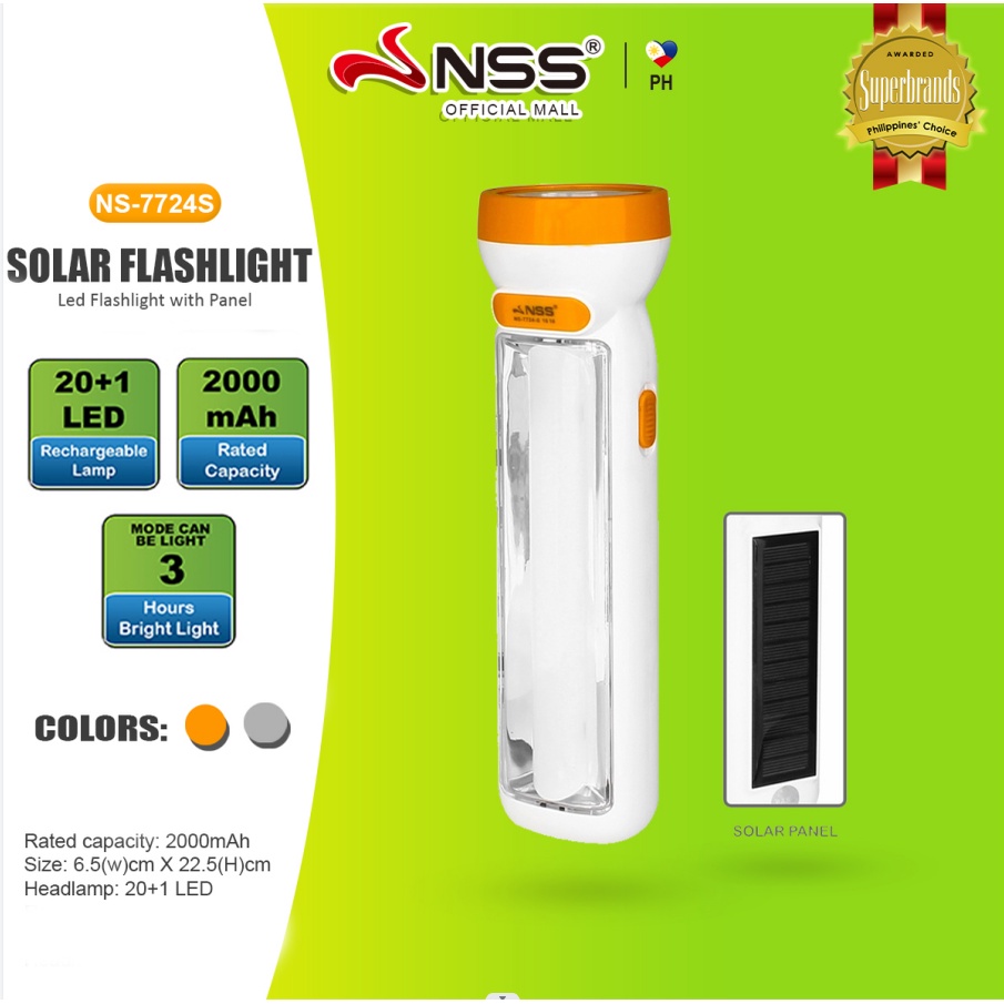 NSS 3 in 1 LED Rechargeable Emergency light and solar panel Torch with ...