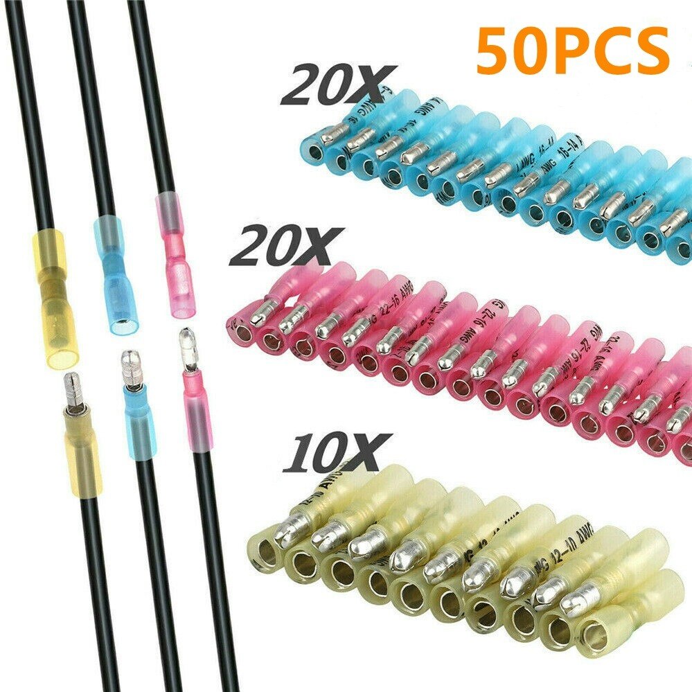 50PCS Waterproof Heat Shrink Bullet Female Male Electrical Wire ...