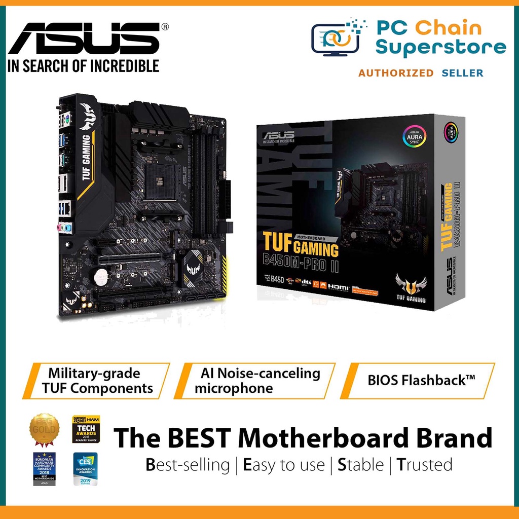 ASUS TUF GAMING B450M PRO II AM4 mATX gaming motherboard - dual M.2 ...
