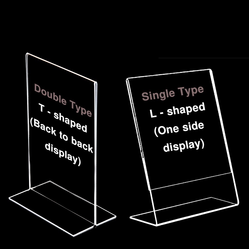 Clear Acrylic Stand [2mm or 3mm] [A4, PORTRAIT] slant/L and straight/T ...