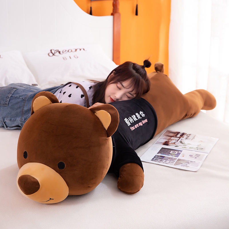 Cute Sleeping Bear Doll Girls Long Strip Pillow Plush Toy Birthday Gift | Shopee Philippines