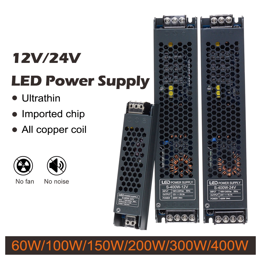 Ultrathin 12v 24v Led Power Supply Driver 60w 100w 150w 200w 300w 400w