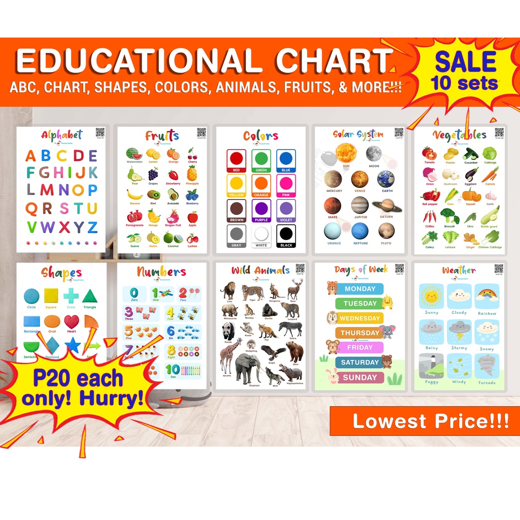 Kids Educational Chart Laminated 10 PCS | Shopee Philippines
