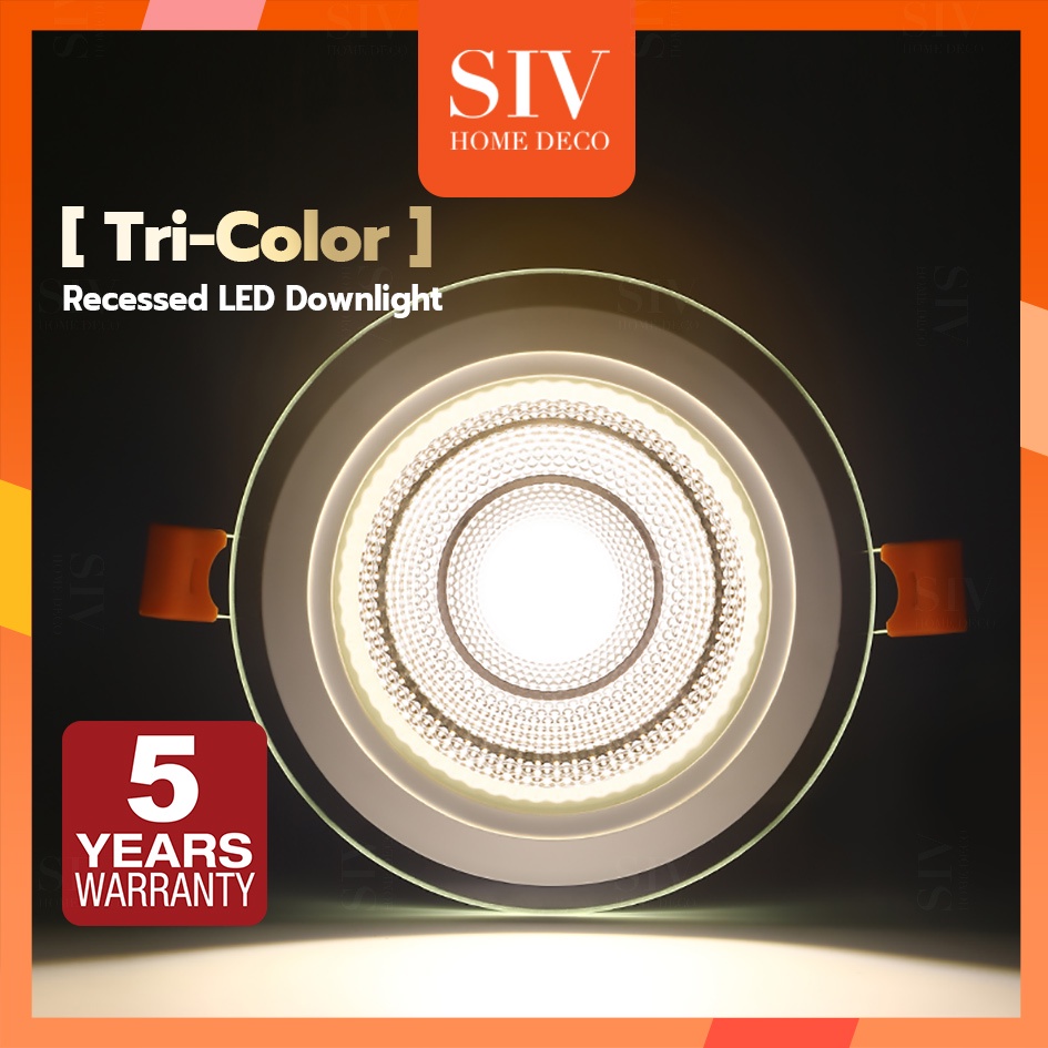 Siv Tricolor Glass Led Recessed Downlight Pin Light Ceiling Panel Light ...