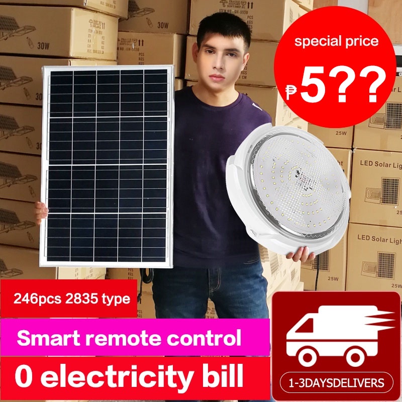 Solar Ceiling Light 60W 100W 200W 300W Home Use For Bedroom, Garden ...