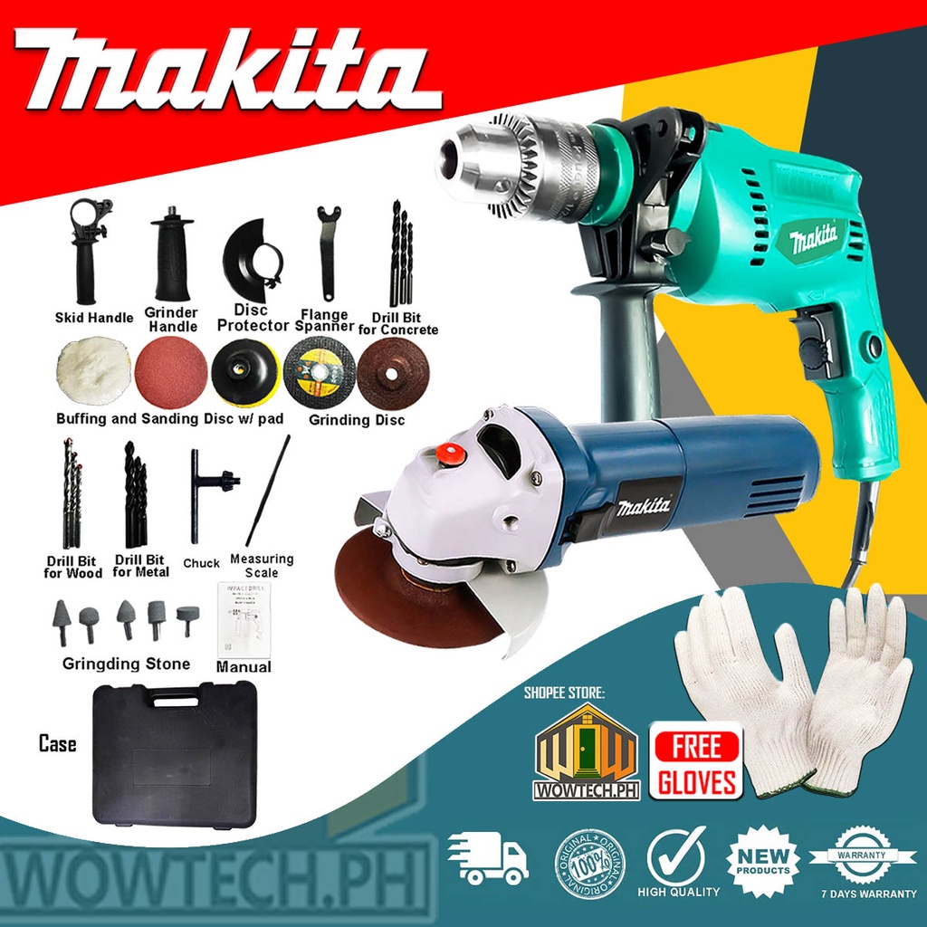 Makita Grinder Electric Impact Drill And Grinder And Drill Set Makita ...