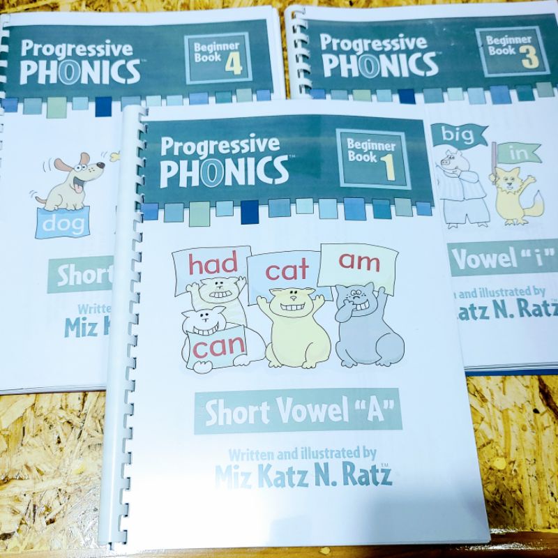 ALL(5) in THREE binds Progressive Phonics Beginner Book Short vowels a,e,i,o,u-landscape text ...