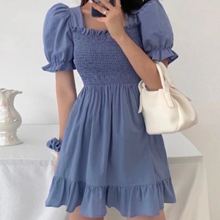 plain dress for woman casual dress for women korean retro chiffon short ...