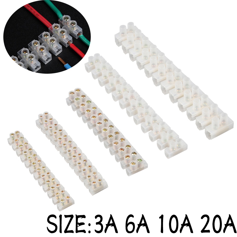 1pcs 12 Way 3/6/10/20A Barrier Screw Terminal Block Wire Connection ...
