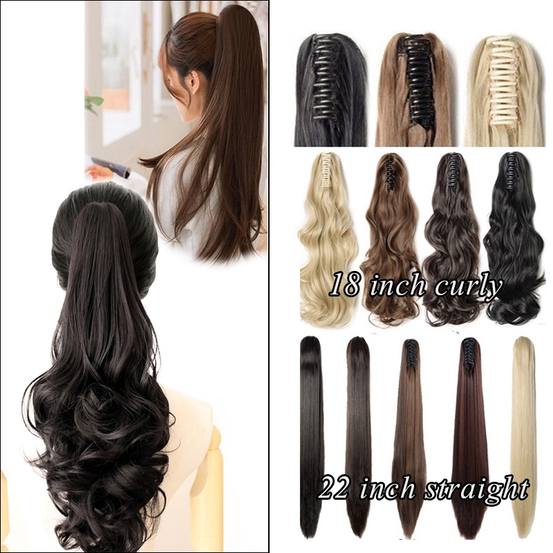 Women's Wig Ponytail 22 Inch Long Curly Hair / Long Straight Hair ...