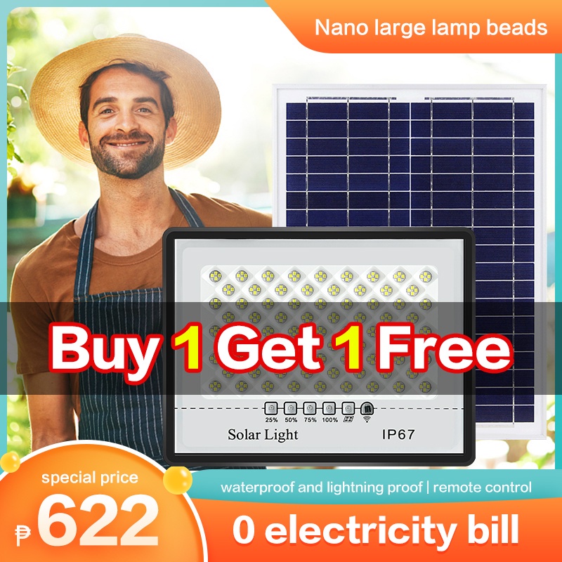(Buy 1 Get 1 Free) 800W Solar Light Outdoor Waterproof LED Ceiling Bulb ...