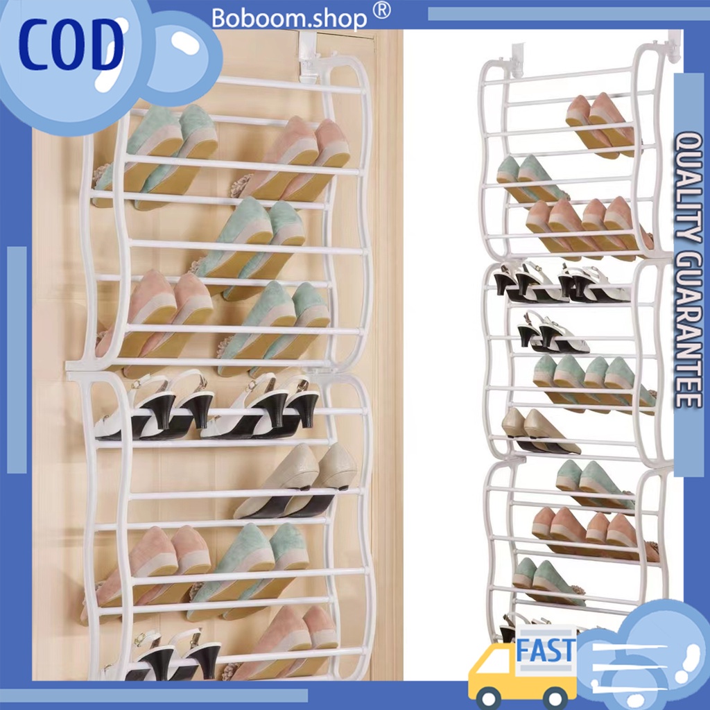 COD 36 Pair Over the door Hanging Shoe Rack 12 Tier Wall mounted Shoes ...