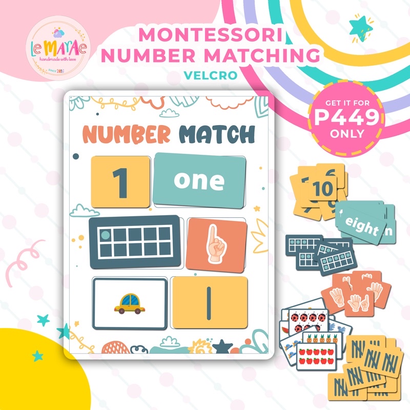 MONTESSORI NUMBER MATCHING ALL IN ONE - Laminated Velcro Busy Book ...