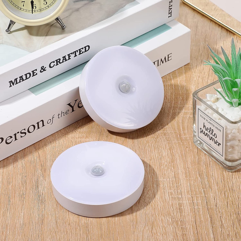 LED Motion Sensor Puck Lights USB Battery Rechargeable Wireless Under ...
