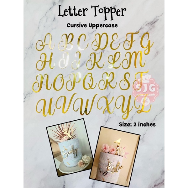 10 pcs uppercase calligraphy acrylic letter topper alphabet topper cake ...