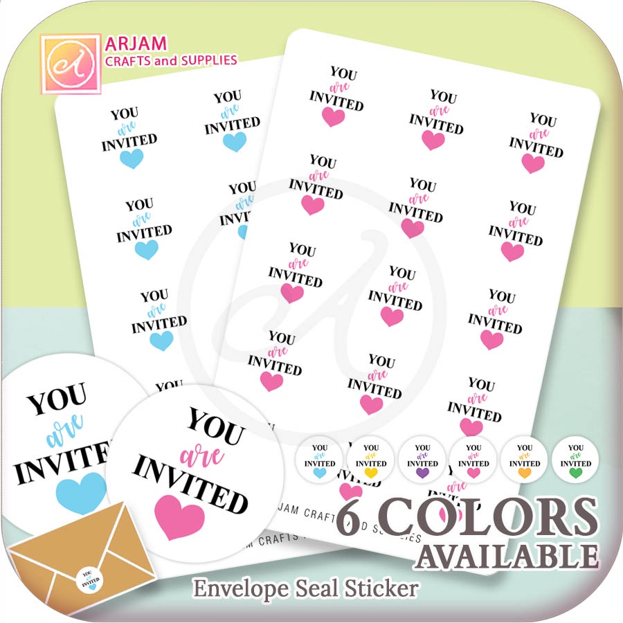 15 pcs. Peel Off Stickers, You Are Invited, DIY Invitation Seal, Kiss ...