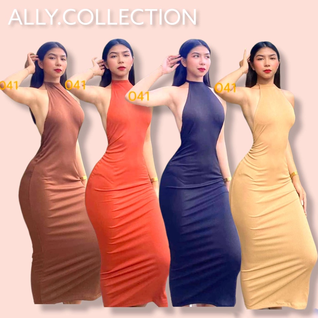 CHIENNA Halter Sexy Backless Side Boob Peek Maxi Bodycon Dress Ally ...