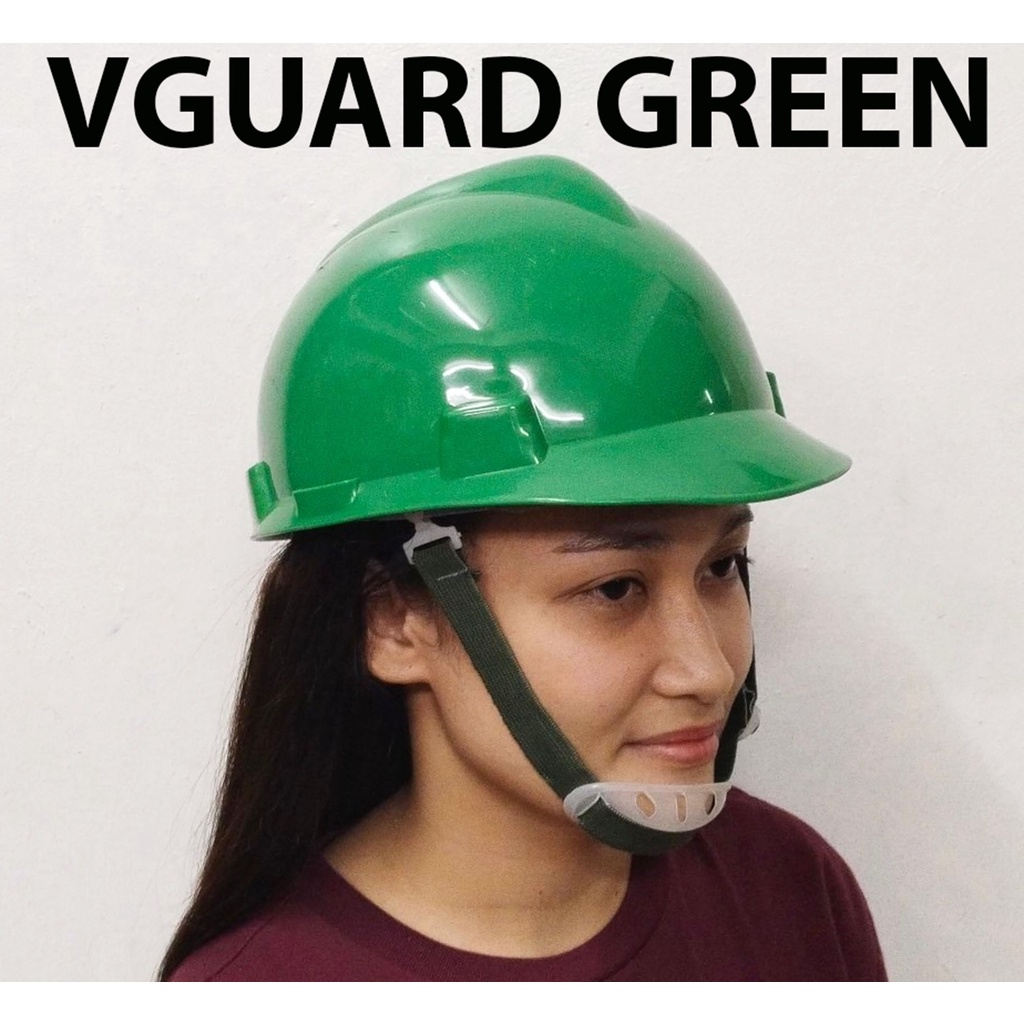 MEISONS HARD HAT SAFETY HELMET VGUARD PE ( GREEN ) WITH LINER AND CHIN ...