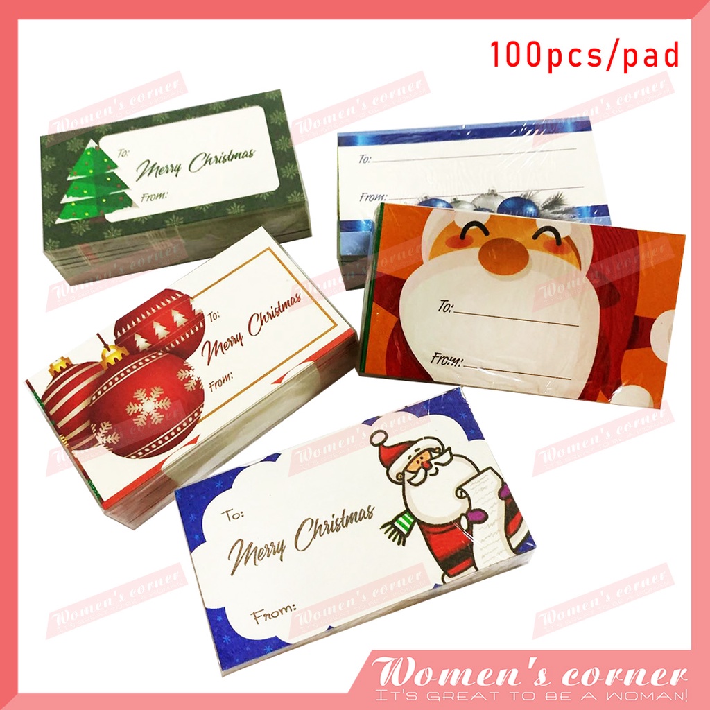 Gift tag X'MAS Christmas GIFT TAG Gift Card 100pcs Per Pack Christmas ...