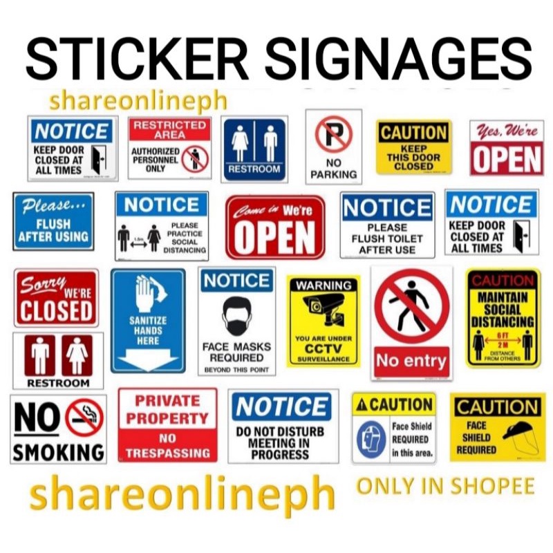 Sticker Signages | A4 Size Waterproof Sticker Laminated Signages | No ...