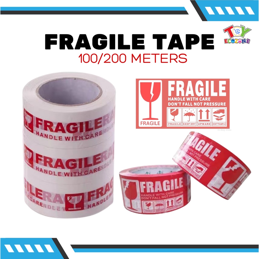 WHITE Fragile Tape/RED Fragile tape Packaging Tape 100M, 200M(with ...